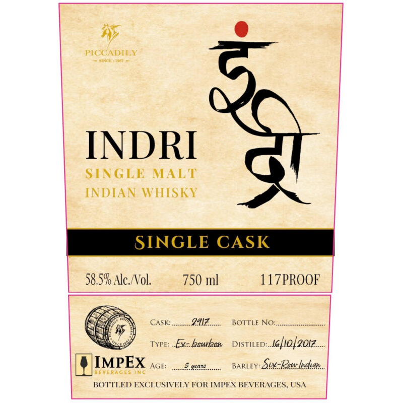 Buy Indri Single Cask Single Malt Indian Whisky Online - Notable ...